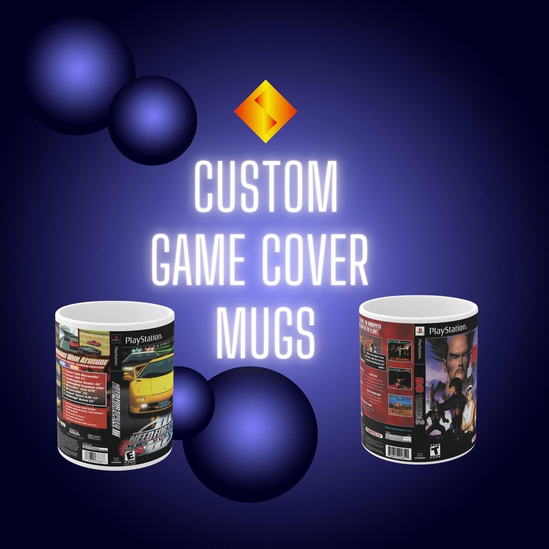 PS1 Custom Video Game Cover Mug, Game Replacement Covers, Custom Box ...