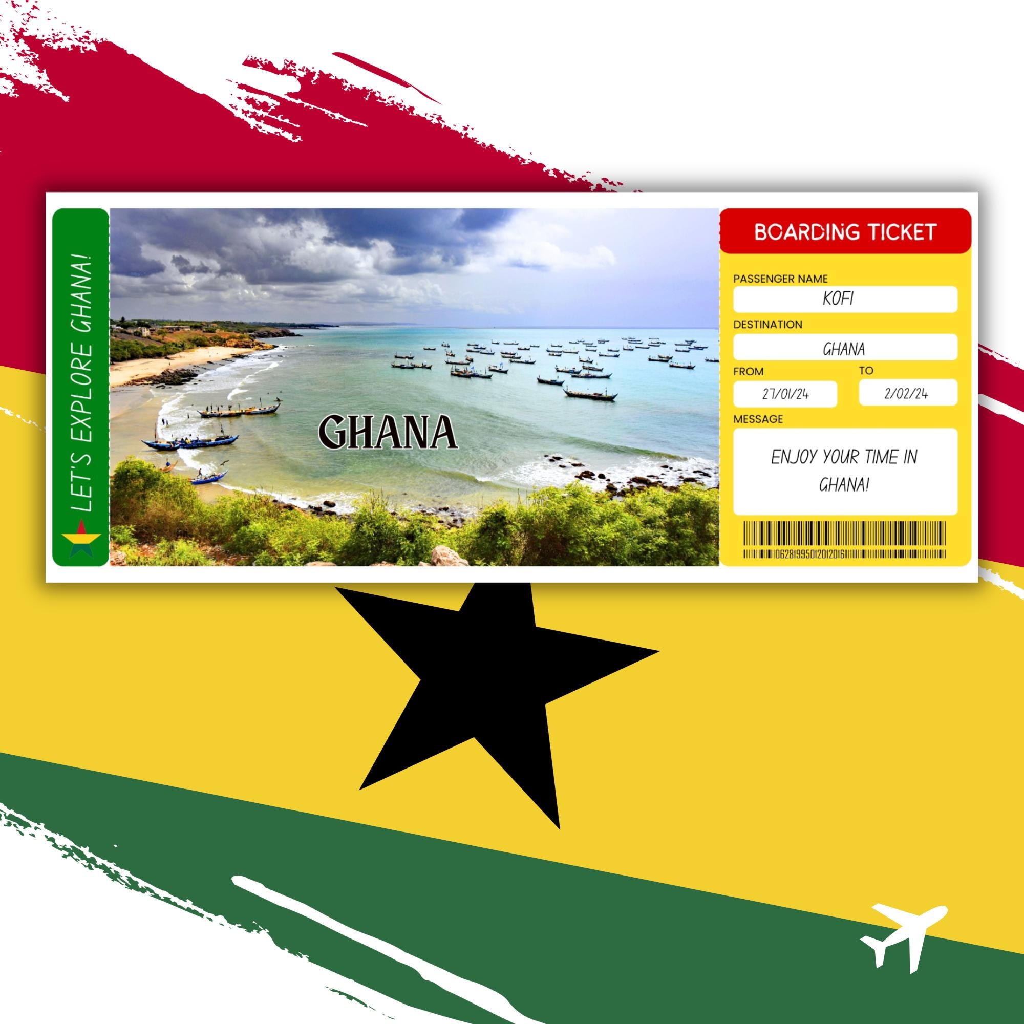 Personalized Ghana Boarding Ticket: Custom Printed Surprise - Etsy