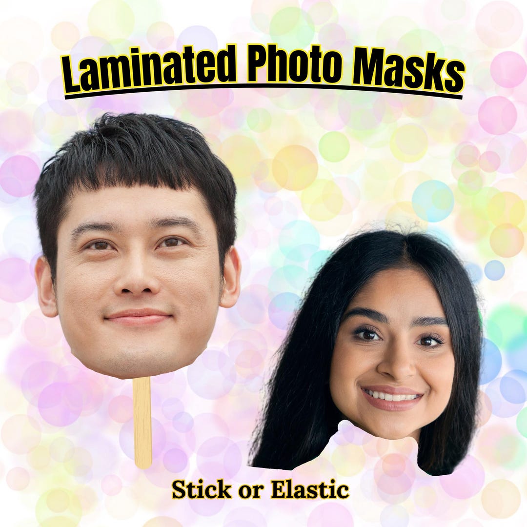 Laminated Personalised Photo Cut-out Face Masks, Hen Do, Stag Do ...