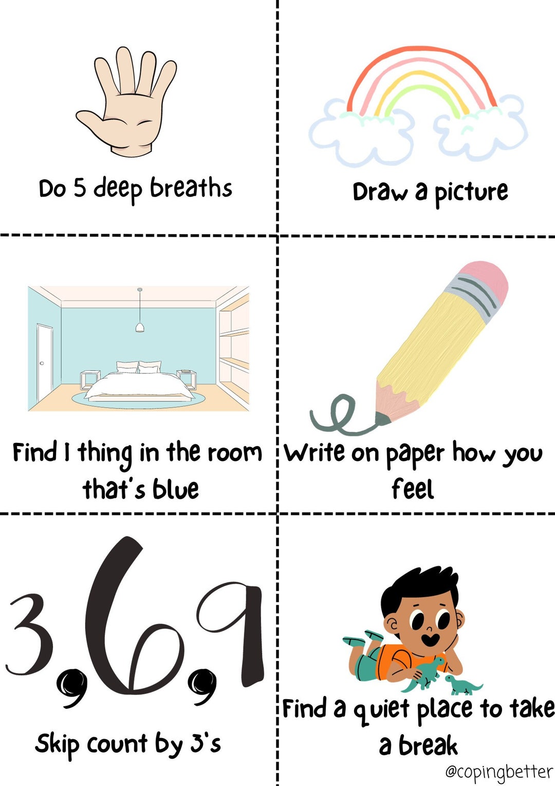 Kids Coping Skills Flashcards - Etsy