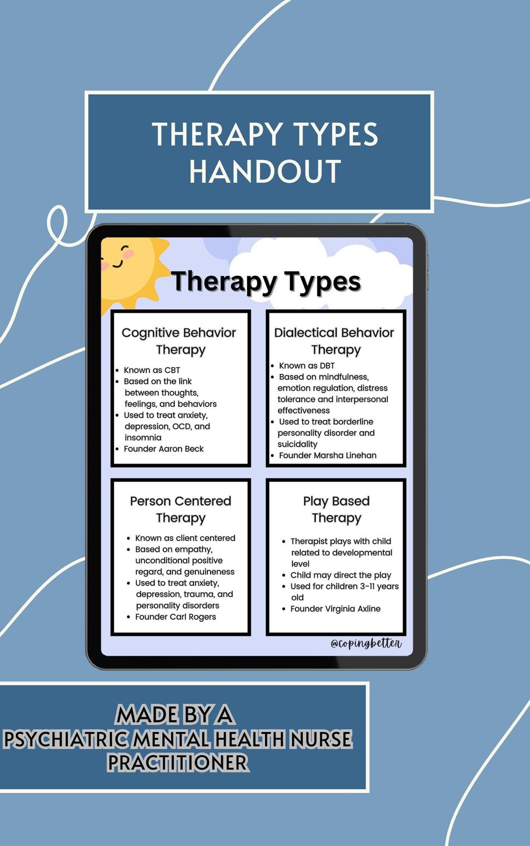 Therapy Types Handout - Etsy