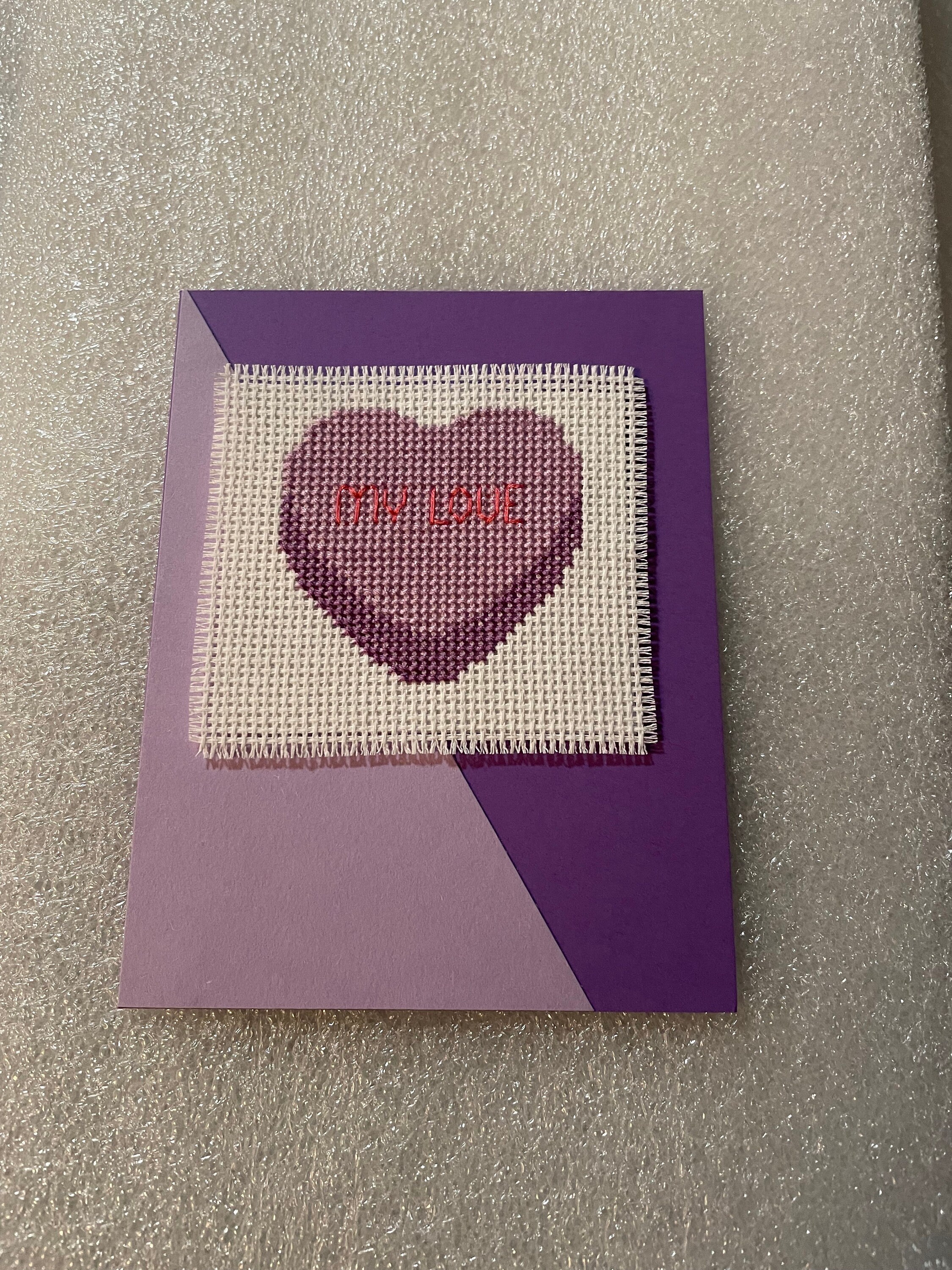 Finished Candy Conversation Heart Cross-stitched Handmade Blank Cards ...