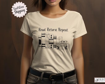Reading Shirt, Read Return Repeat Shirts, Library Shirt, Bookworm Book ...