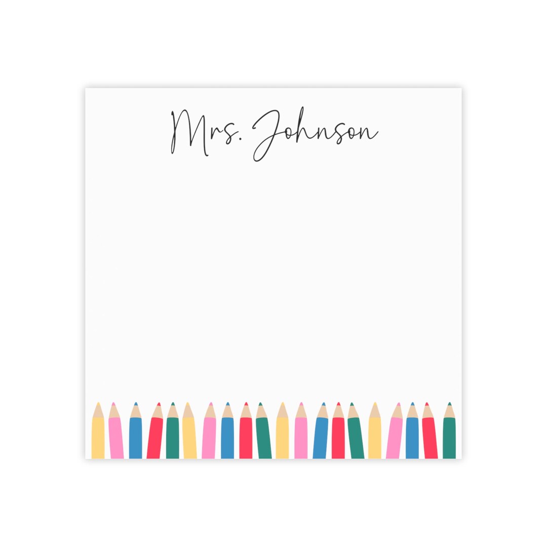 Teacher Gift Personalized Post-it® Note Pads With Adorable Pencil ...