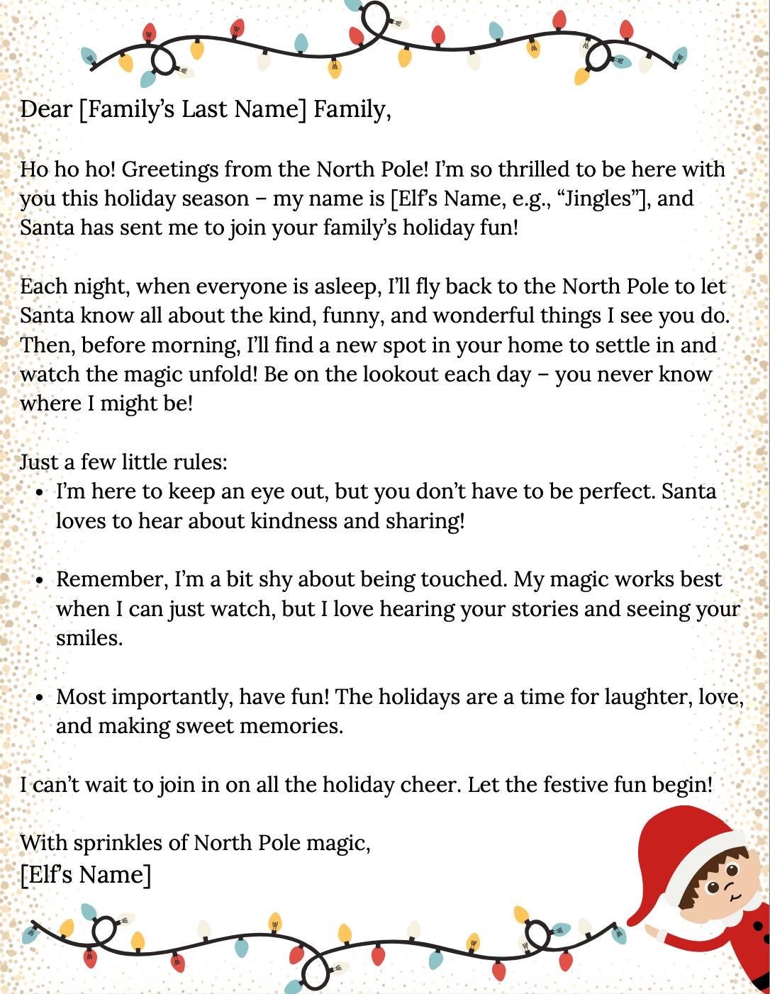 Personalized Elf on the Shelf Welcome Letter Magical First Visit From ...