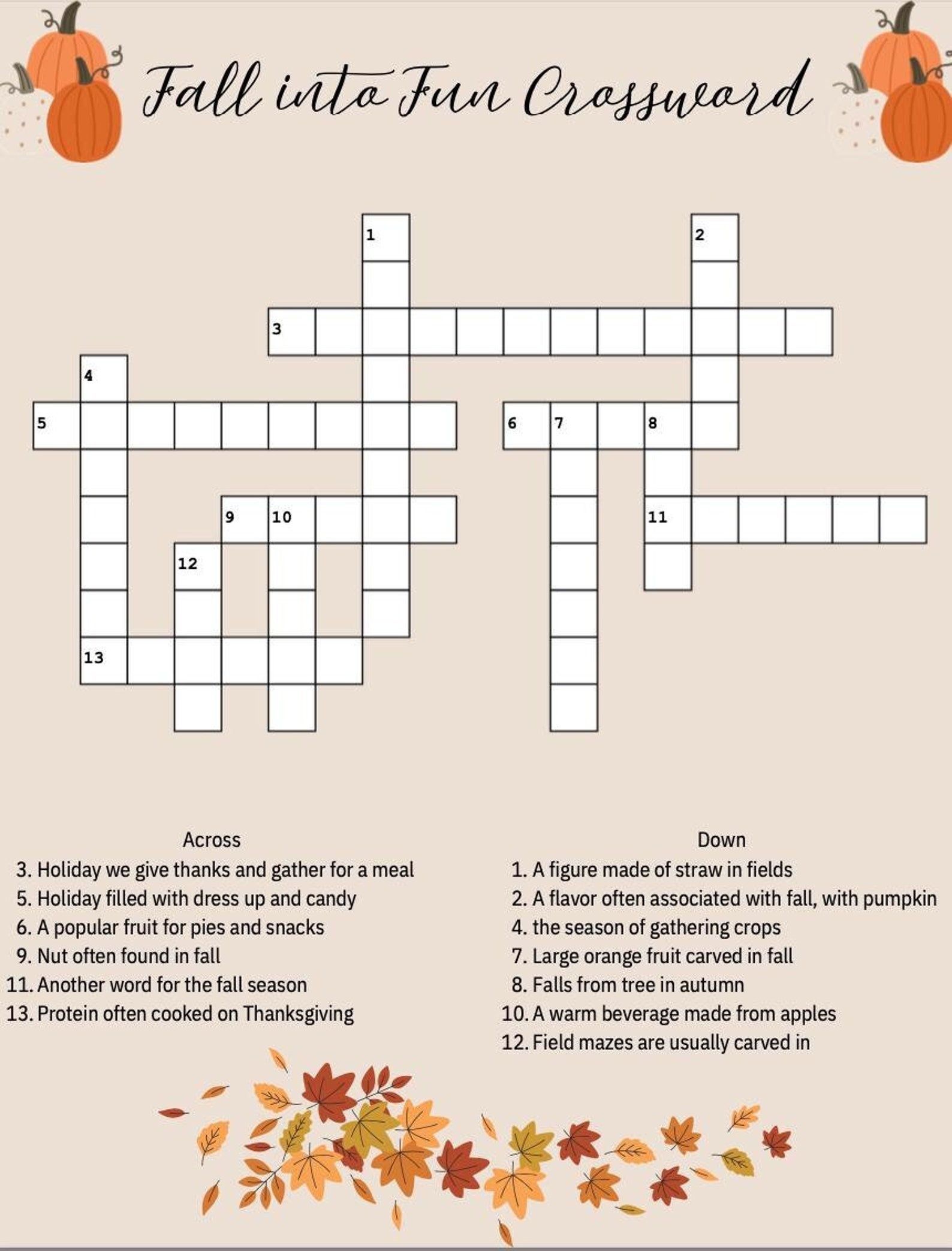 Fall Fun Activity Pack: Puzzles, Games & Pumpkin Crafts for Kids ...