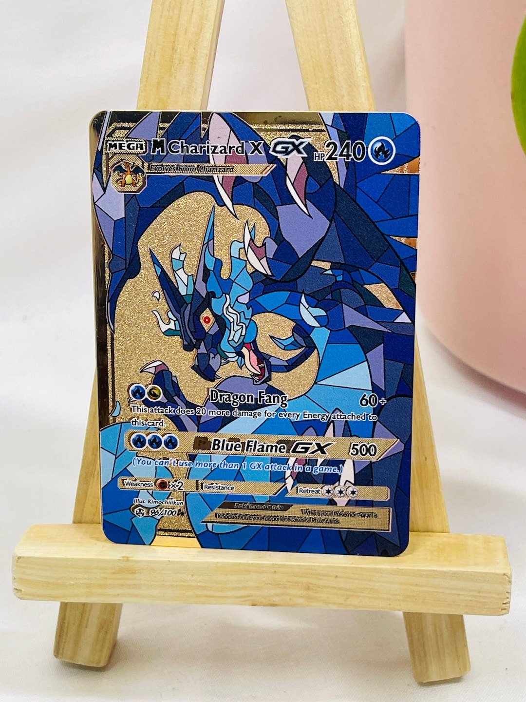 Mega Charizard X GX 240HP Gold Metal Pokémon Card BLUE EDITION - Etsy