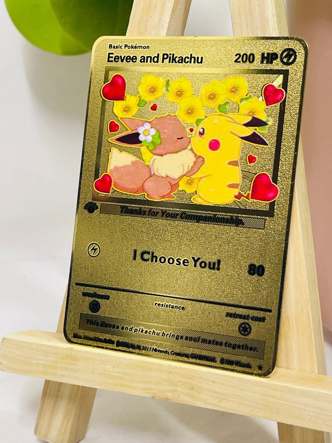 Valentines Pokémon Gold Metal Pikachu Card Lover Anniversary - Etsy