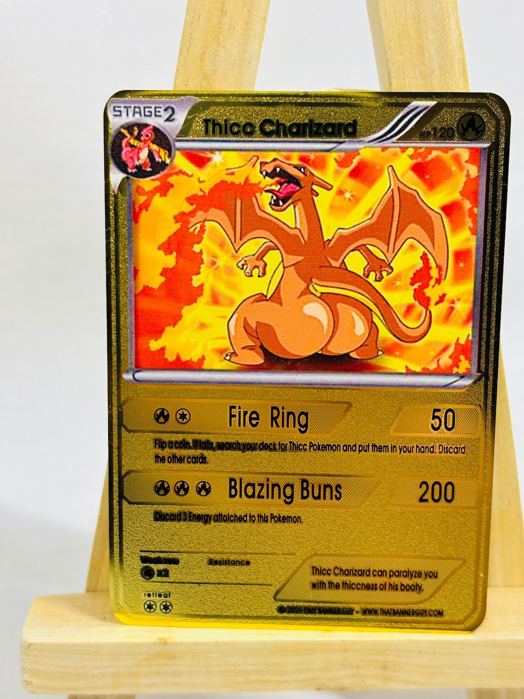 Thicc Charizard Gold Metal Pokemon Card Novelty Lover - Etsy