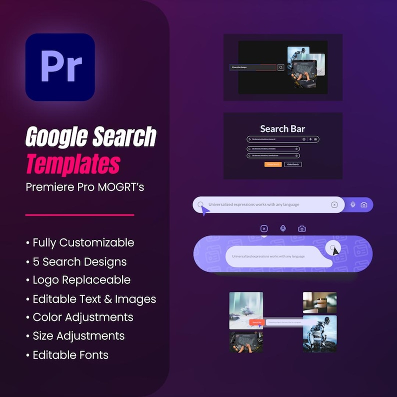 Customizable Google Search Bar Template: Premiere Pro MOGRT (digital ...