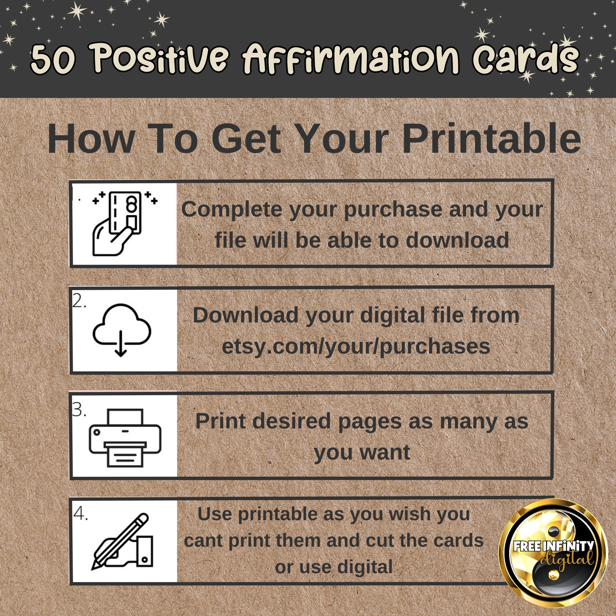 Positive Affirmation Printable Card Deck Mindful Affirm Card - Etsy