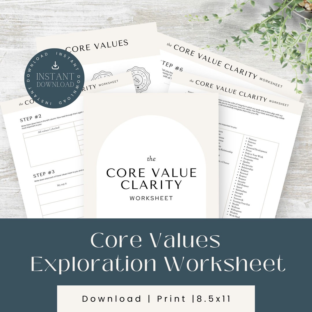 Values Exploration Worksheet, Mental Health, Values Journal, Coaching ...