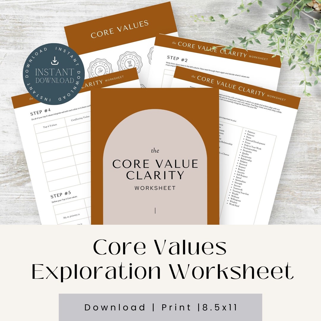 Values Exploration Worksheet Mental Health Values Journal Coaching Goals Productivity New