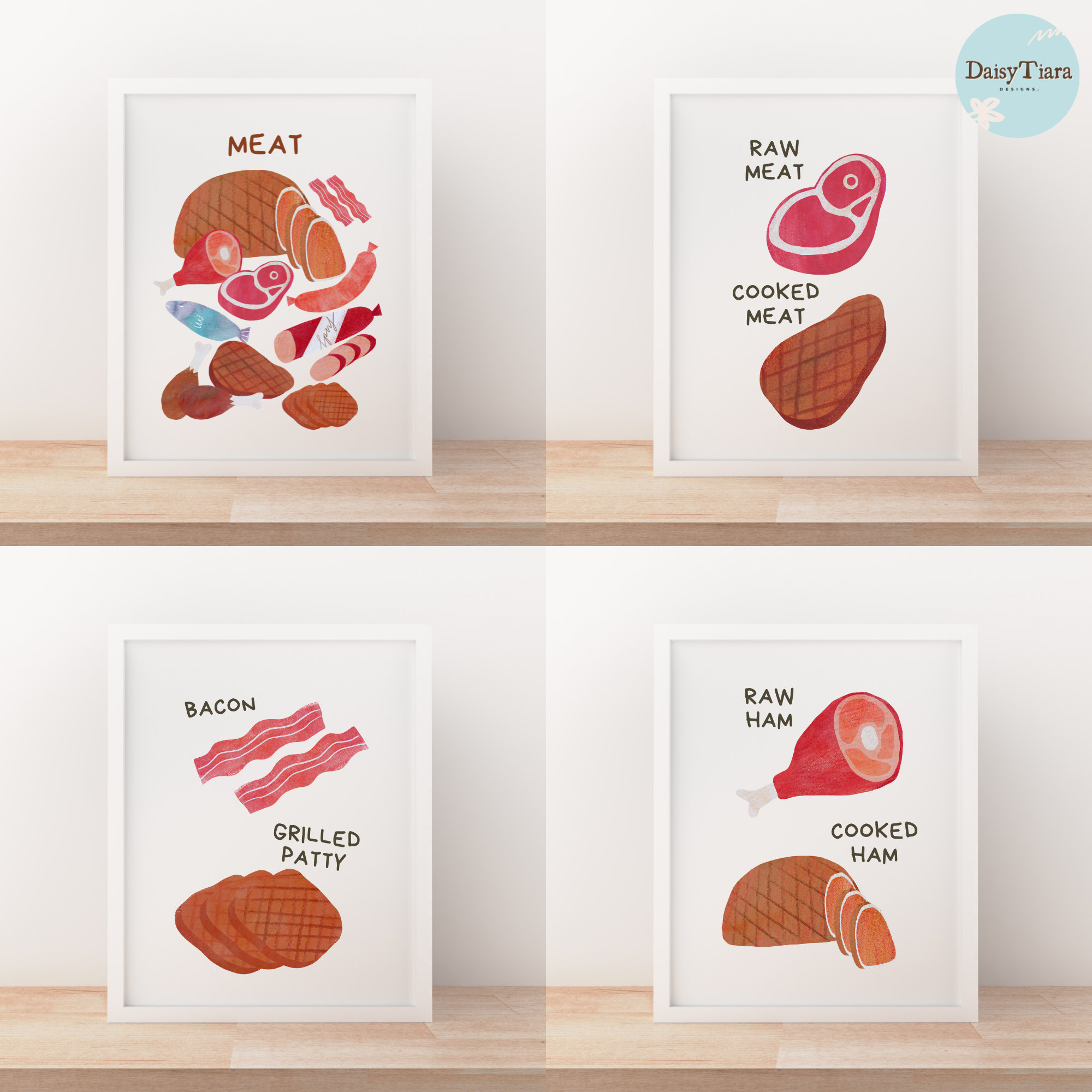 Nursery Meats Poster | Educational Meat Cuts Chart for Kids Room Decor ...