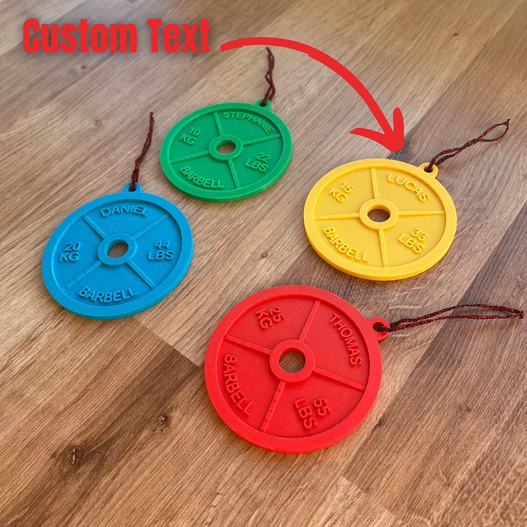 Customizable Barbell Christmas Ornament - Weight Plate Ornament - Gift ...