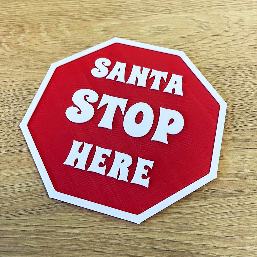 Santa Stop Here Sign Wall Art - Christmas Decor - Santa Road Sign - Etsy