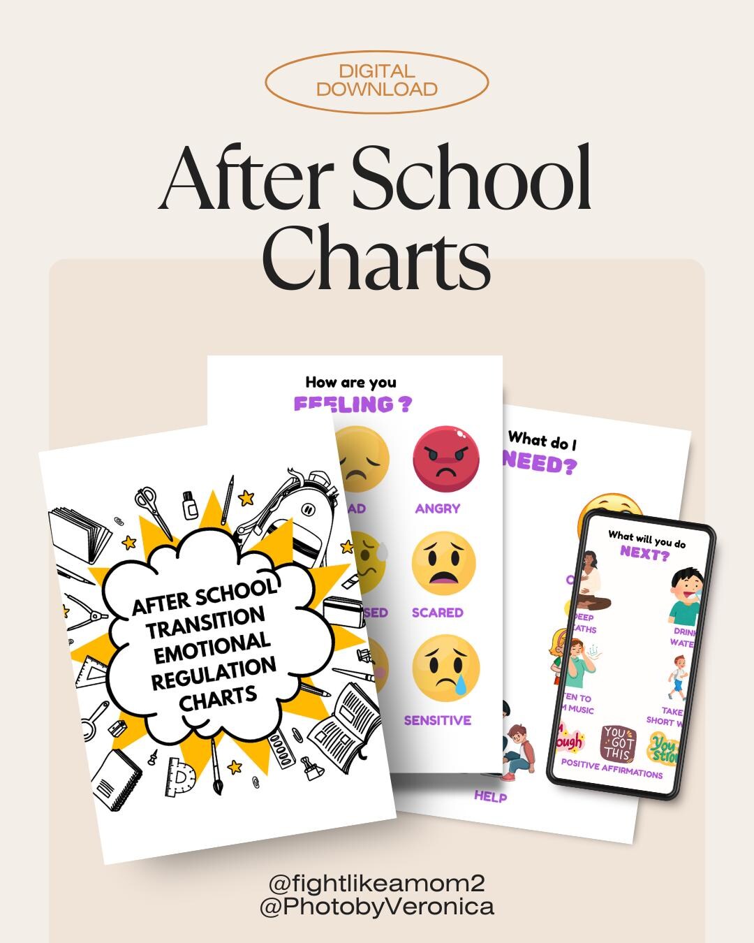 After-school Emotional Regulation Transition Charts | Printable PNG Set ...