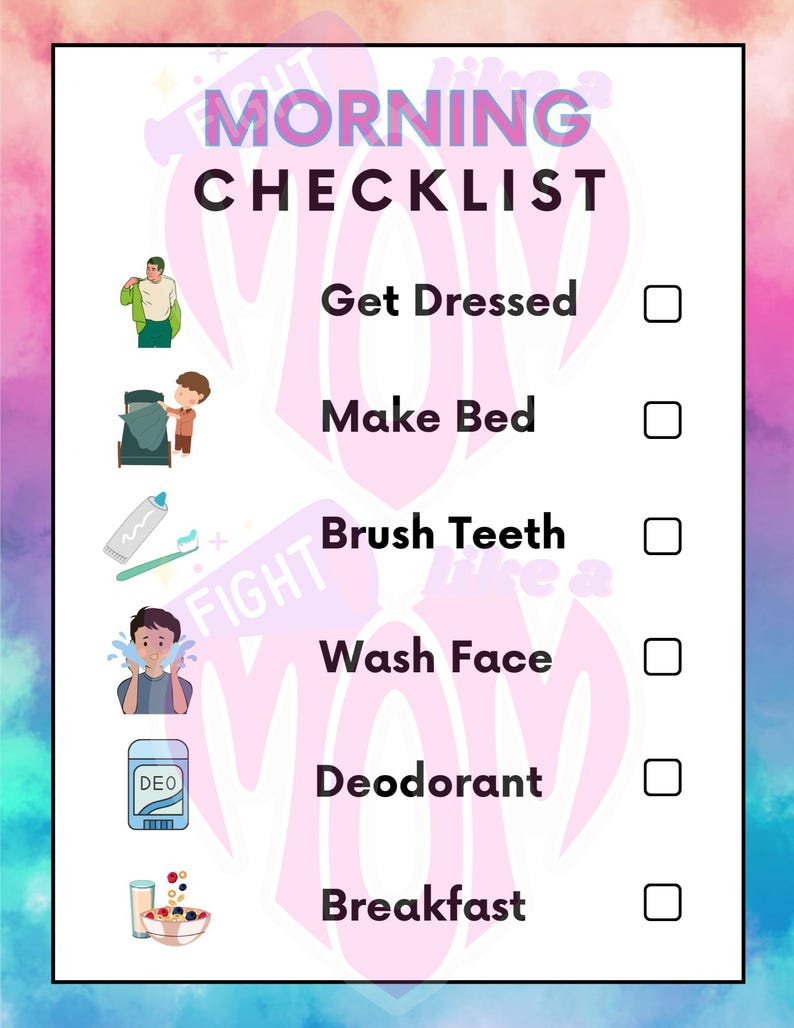 Checklists for Morning, Bedtime, and After School. 6 Varieties. Instant ...