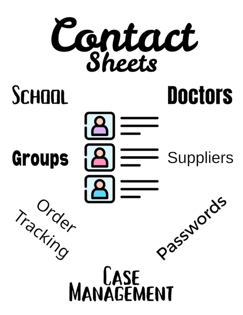 Printable Contact and Password Tracker | Organize Contacts, Groups, and ...