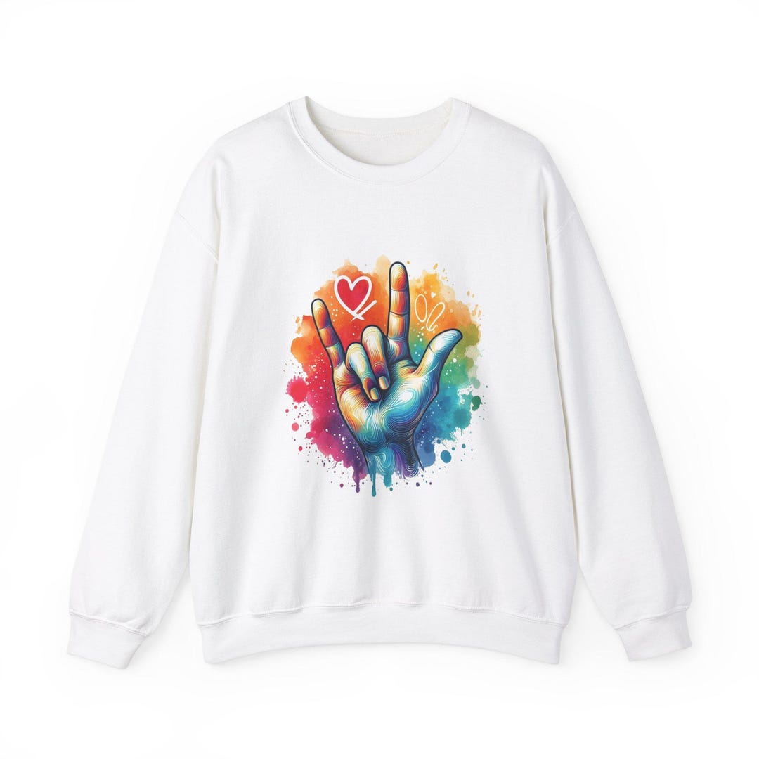 ASL American Sign Language I Love You Sweatshirt, Sign Language ...