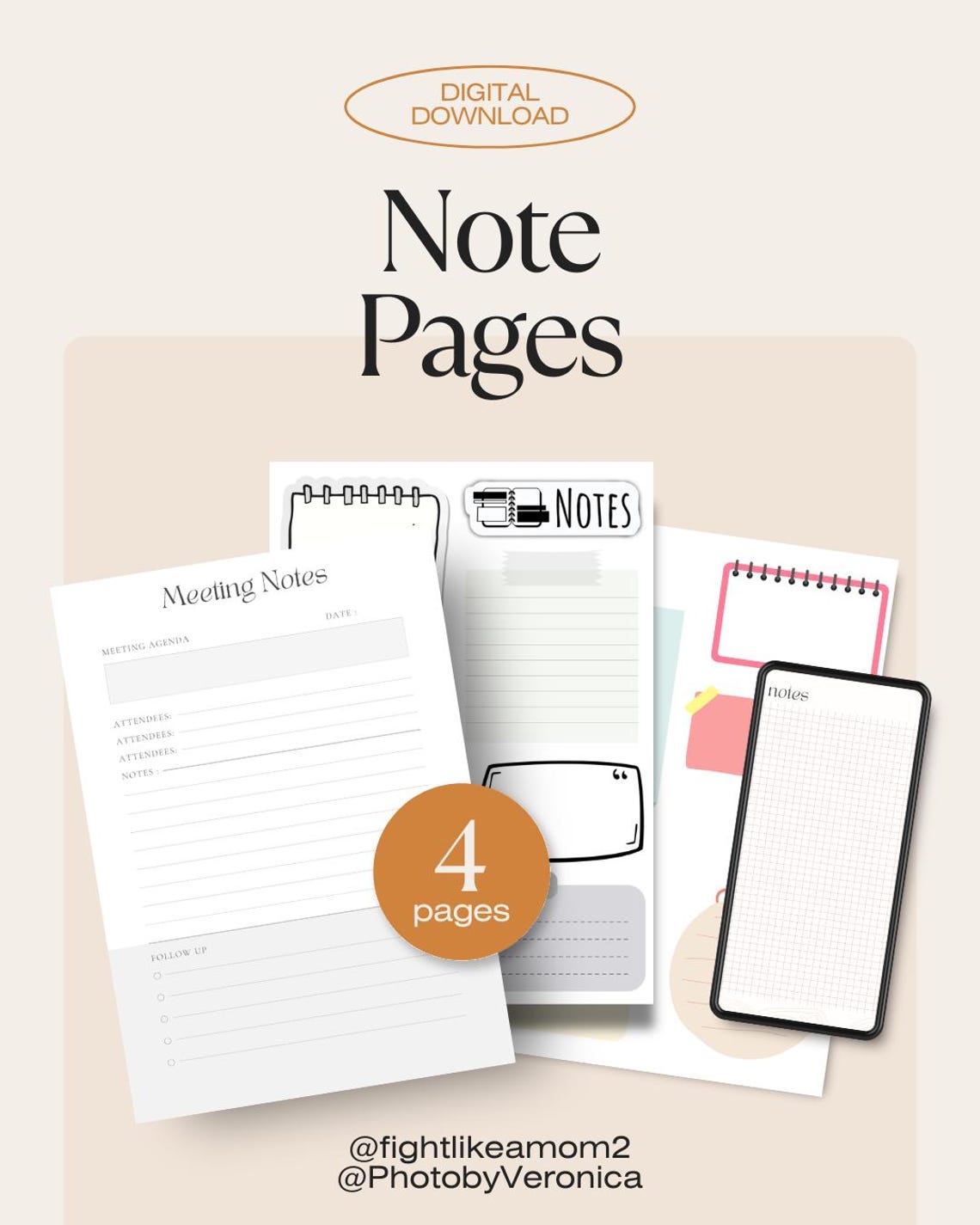 7 Varieties of Printable Note Pages | Meeting Notes, Memo Pages, and ...