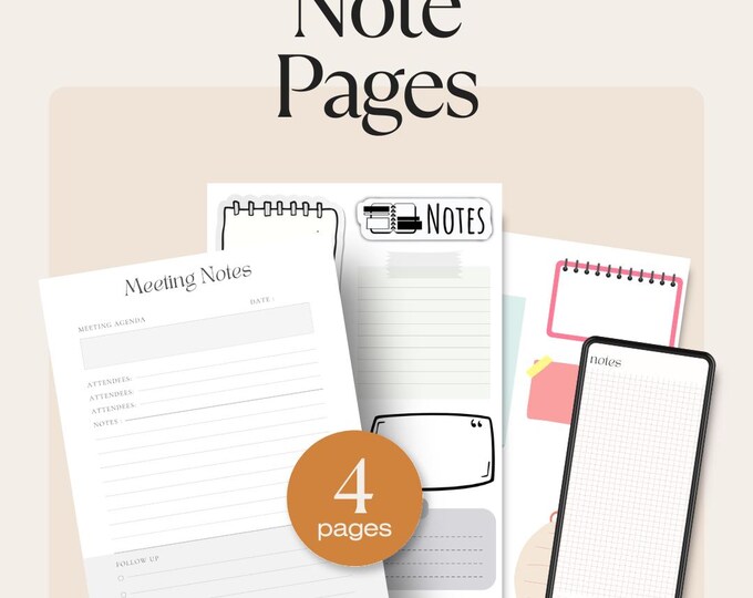 7 Varieties of Printable Note Pages | Meeting Notes, Memo Pages, and ...