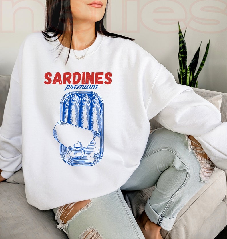 Sardines Sweater Tinned Fish Y2k Coastal Grandma Seafood Shirt Ocean ...