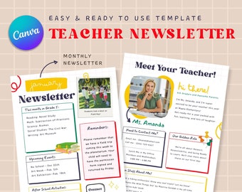 August Classroom Newsletter Template Printable Monthly Teacher Template ...
