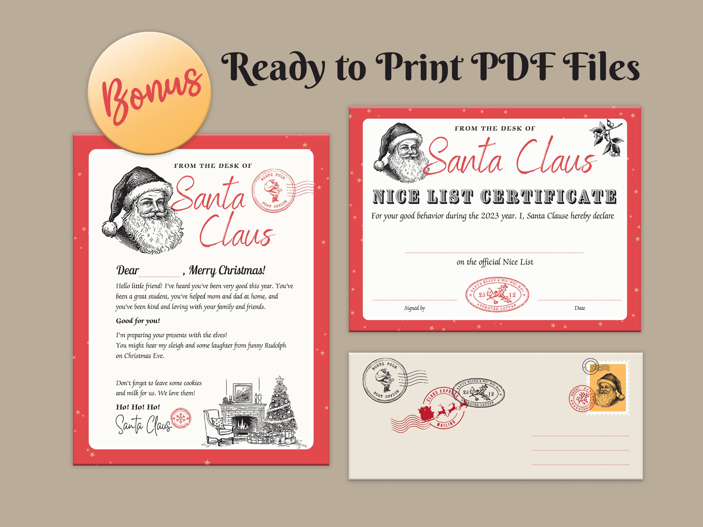Letter From Santa, Nice List Certificate, Christmas Letter, Printable ...