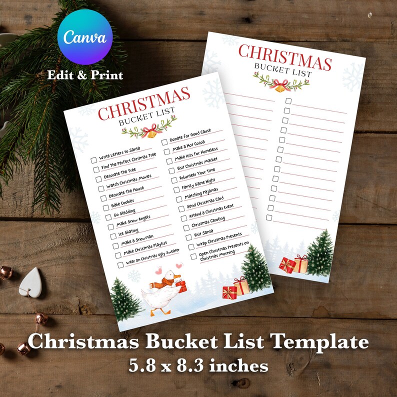 Christmas Bucket List Printable, Customise Activity Checklist, Family ...