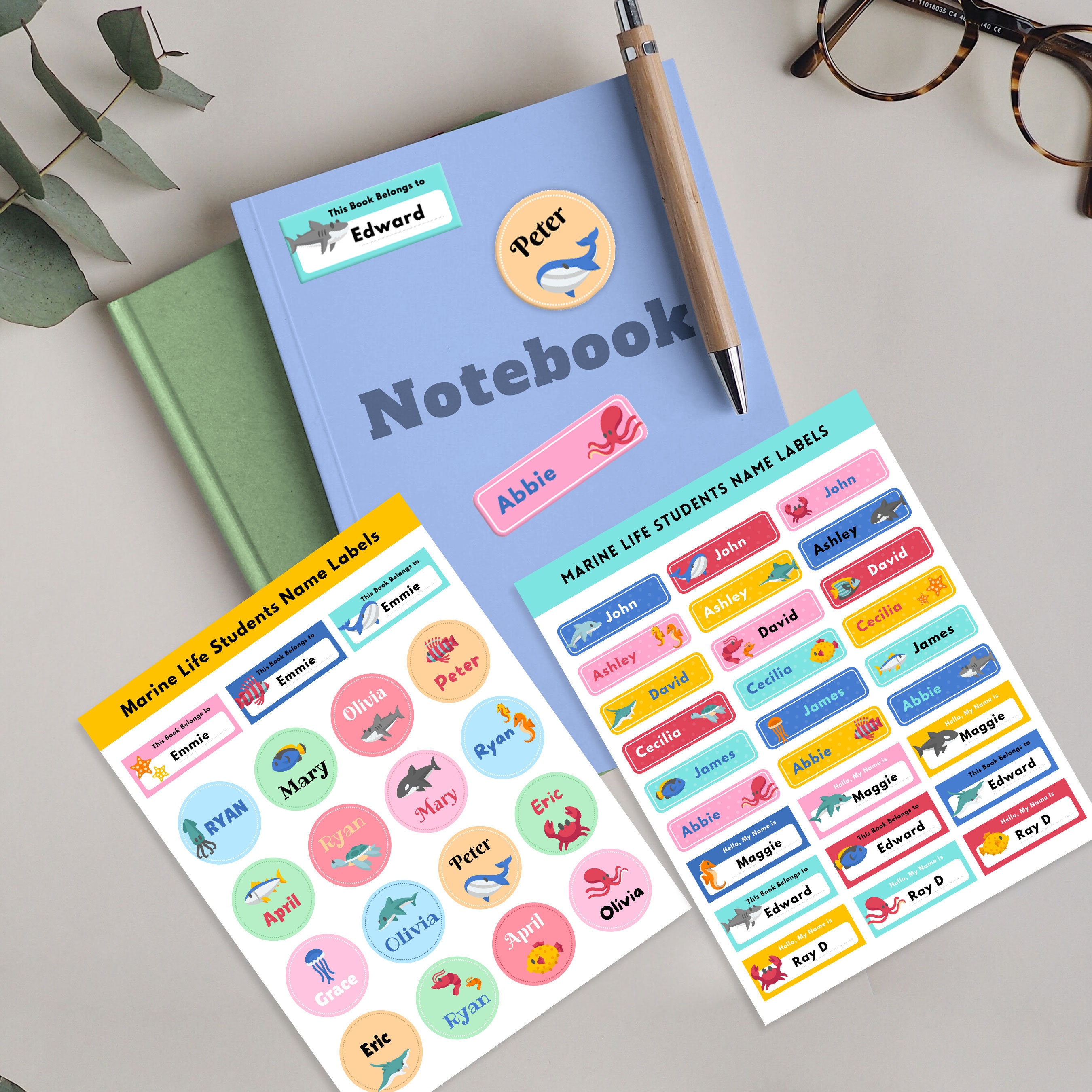 Marine Life Student Name Labels, Preschool Name Tag, Cubby Name Tag ...