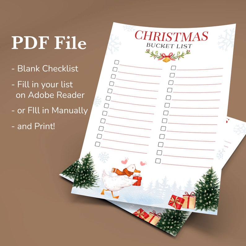 Christmas Bucket List Printable, Customise Activity Checklist, Family ...
