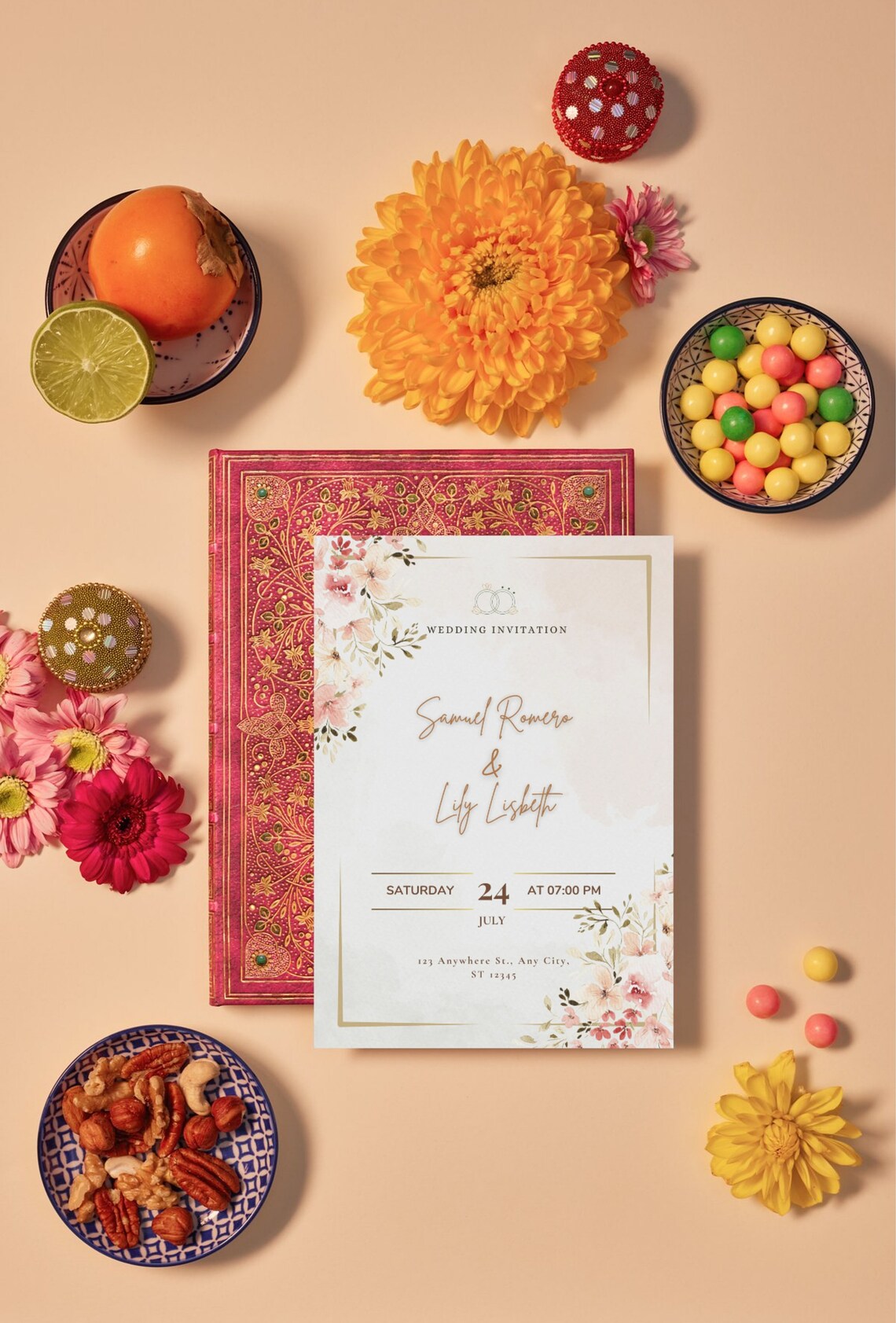 Wildflower Wedding Invitation Template: Editable Floral Design (digital ...