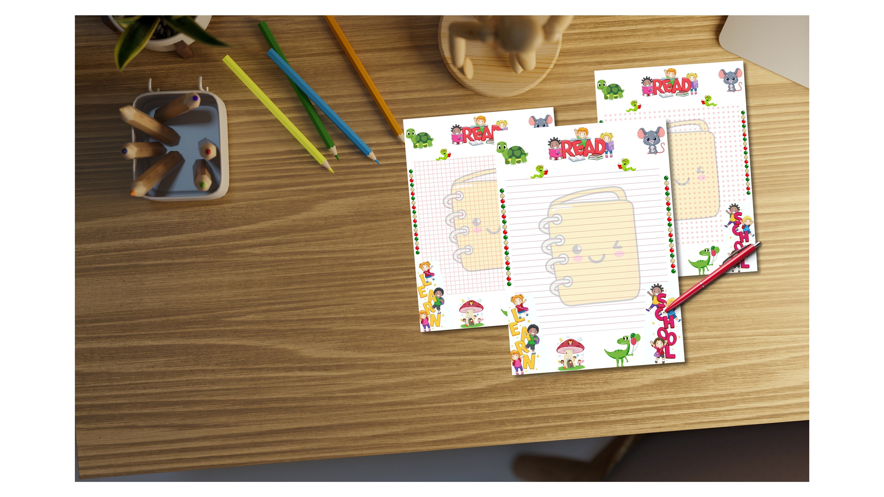 Printable Cartoon Character and Fun Page Writing Paper, Letter Writing ...
