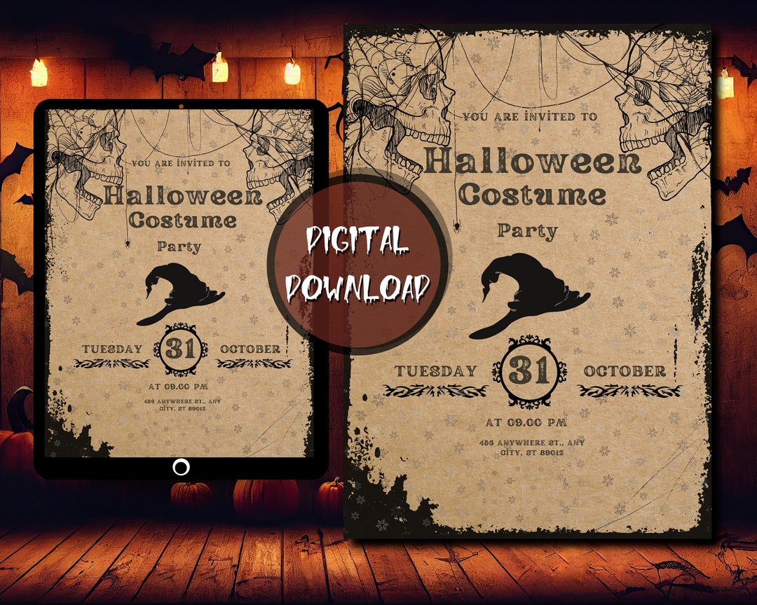 Editable Halloween Invitation, Halloween Party Invitation, Halloween Birthday Invitation ...