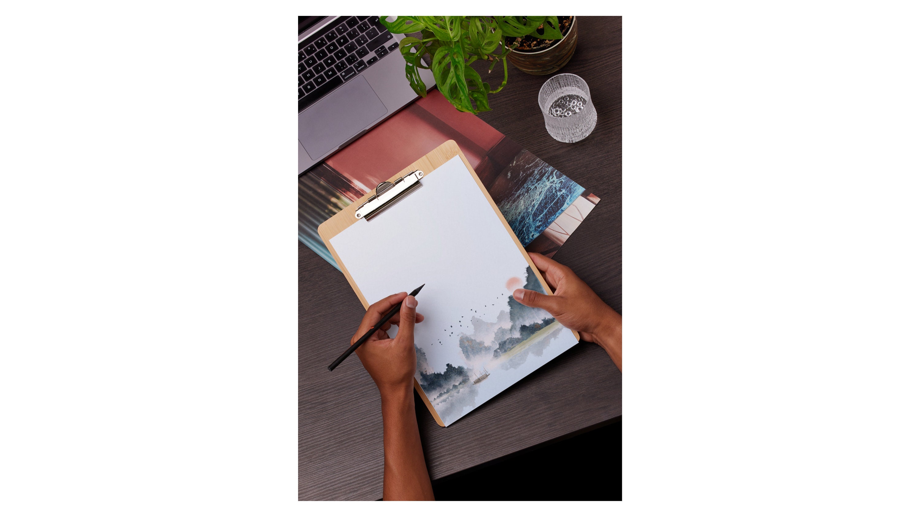 Printable Watercolor Trees on a Lake Letter Writing Paper, Printable ...