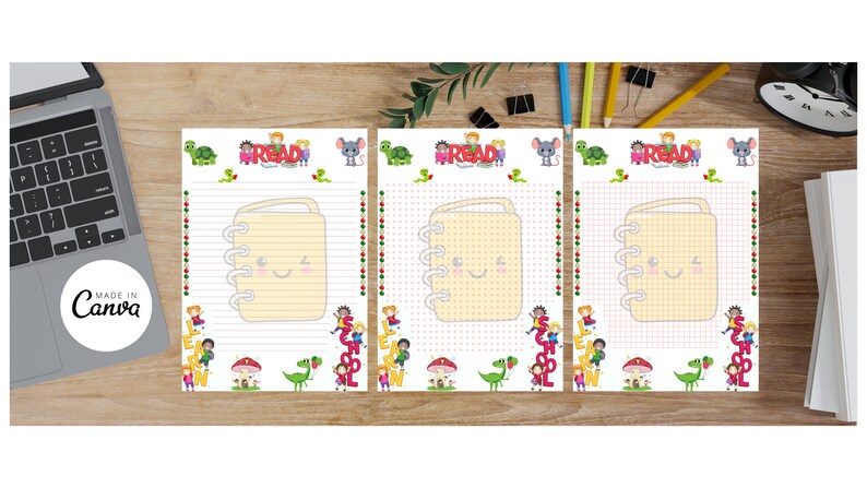 Printable Cartoon Character and Fun Page Writing Paper, Letter Writing ...