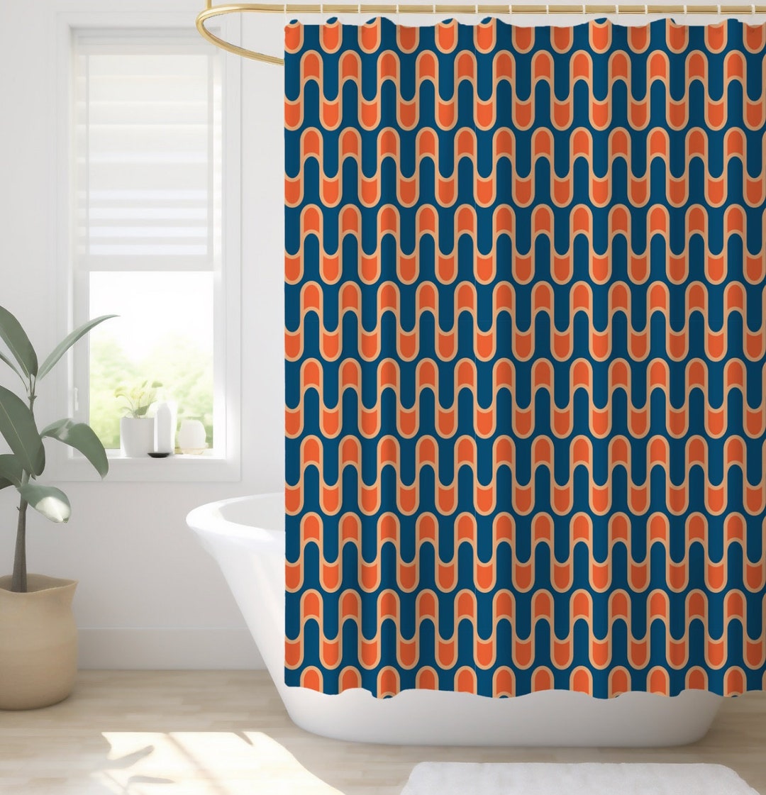 Vintage 70s Retro Inspired Shower Curtain, Home Decor, 70s Fabric ...