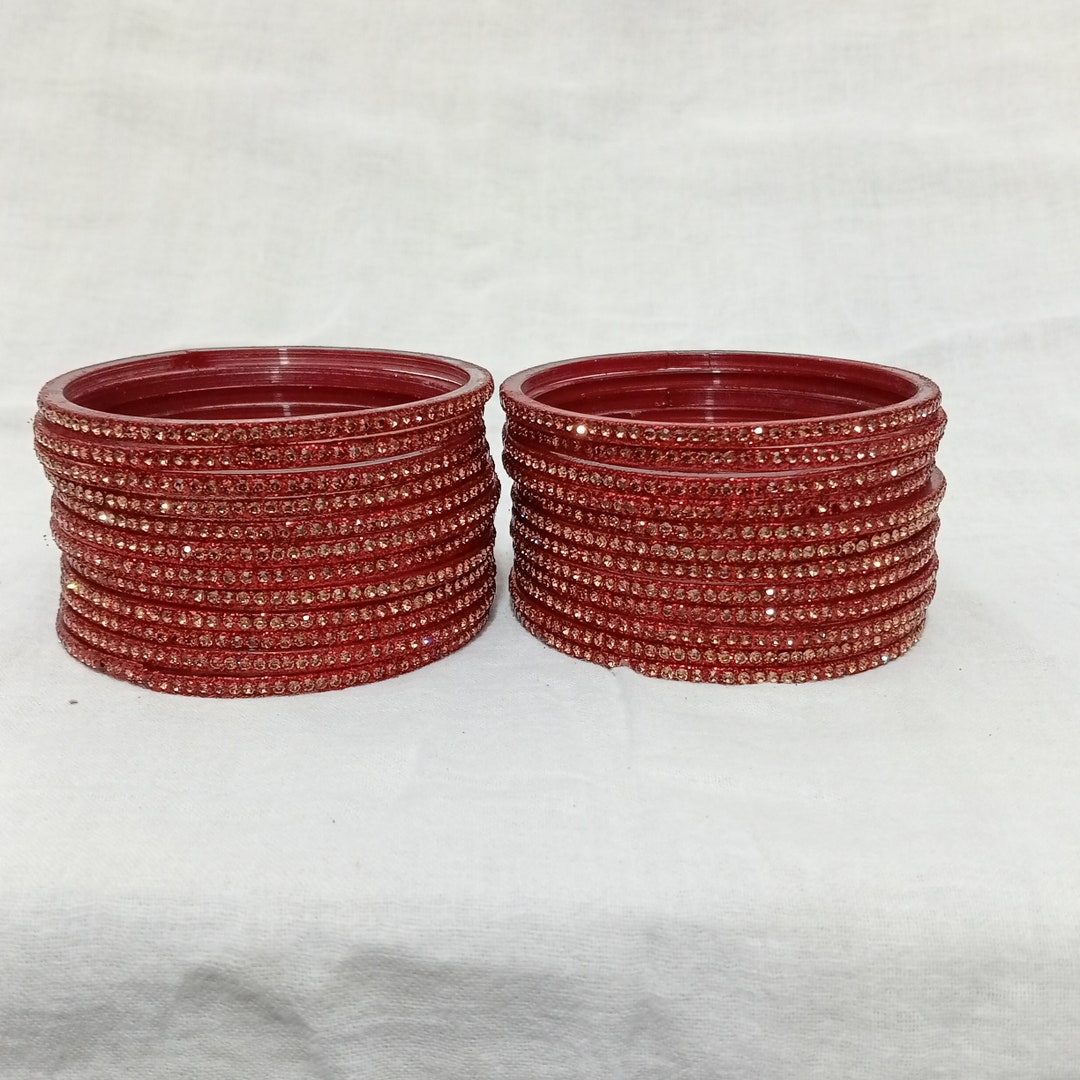 12 Glass Bangles Red Color Women Fashion Bangles Accessories Glass ...