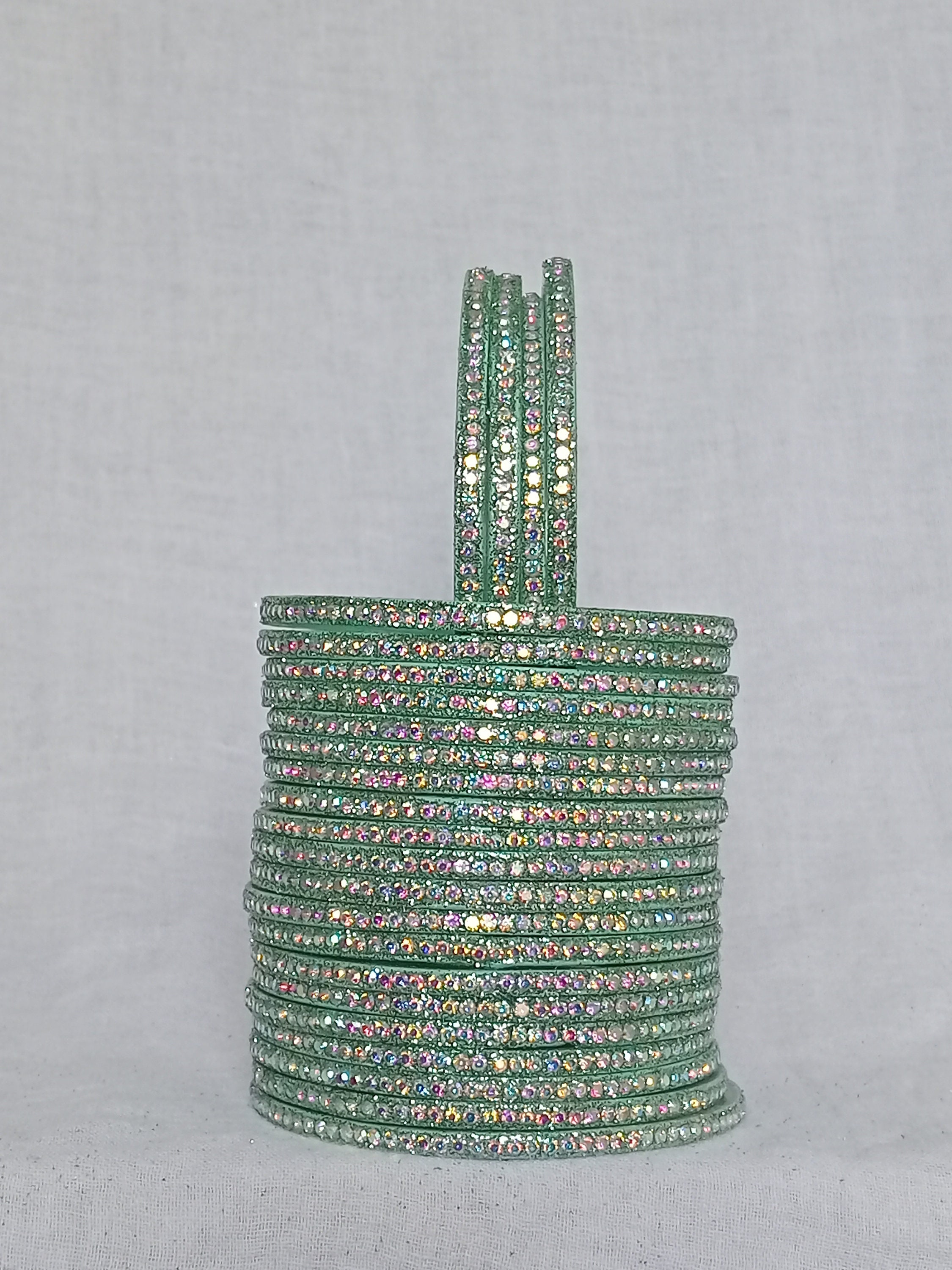 12 Glass Bangles C GREEN Color Women Fashion Bangles Accessories Glass ...