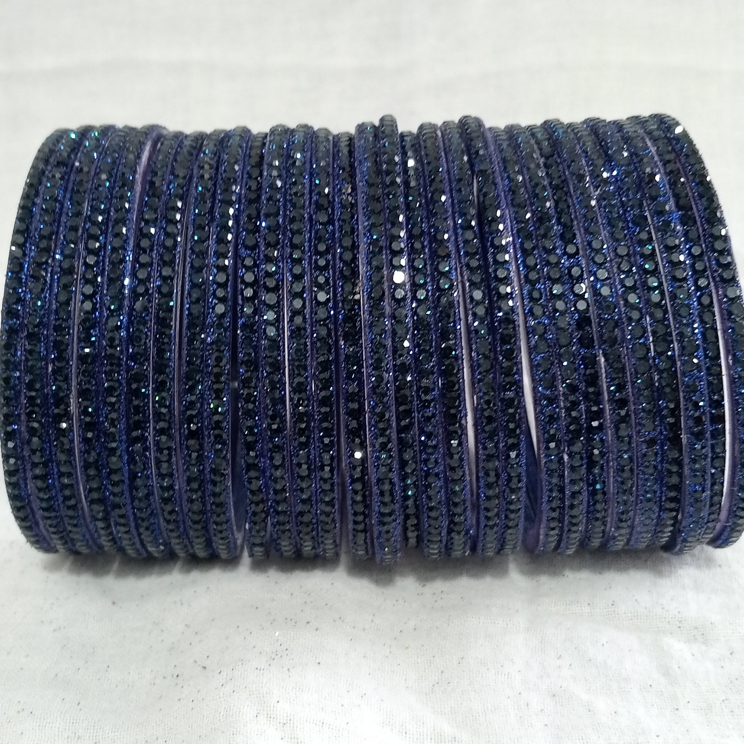 12 Glass Bangles Dark Blue Color Women Fashion Bangles Accessories ...