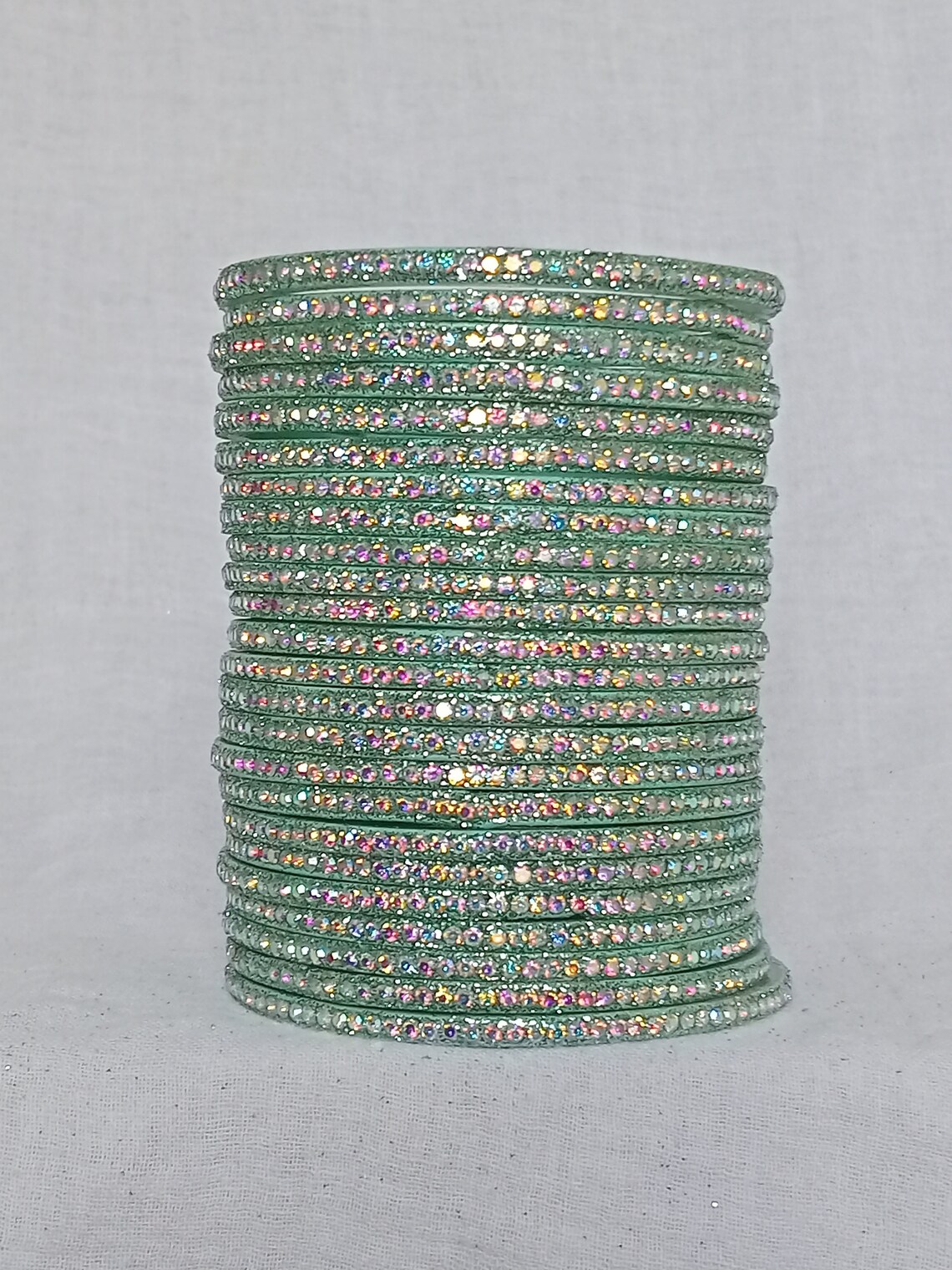 12 Glass Bangles C GREEN Color Women Fashion Bangles Accessories Glass ...