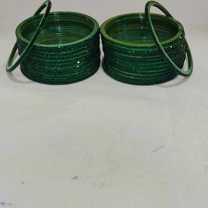 12 Glass Bangles Dark Green Color Women Fashion Bangles Accessories ...
