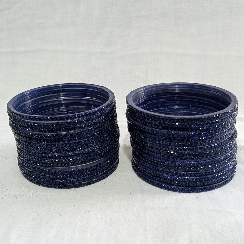 12 Glass Bangles Dark Blue Color Women Fashion Bangles Accessories ...
