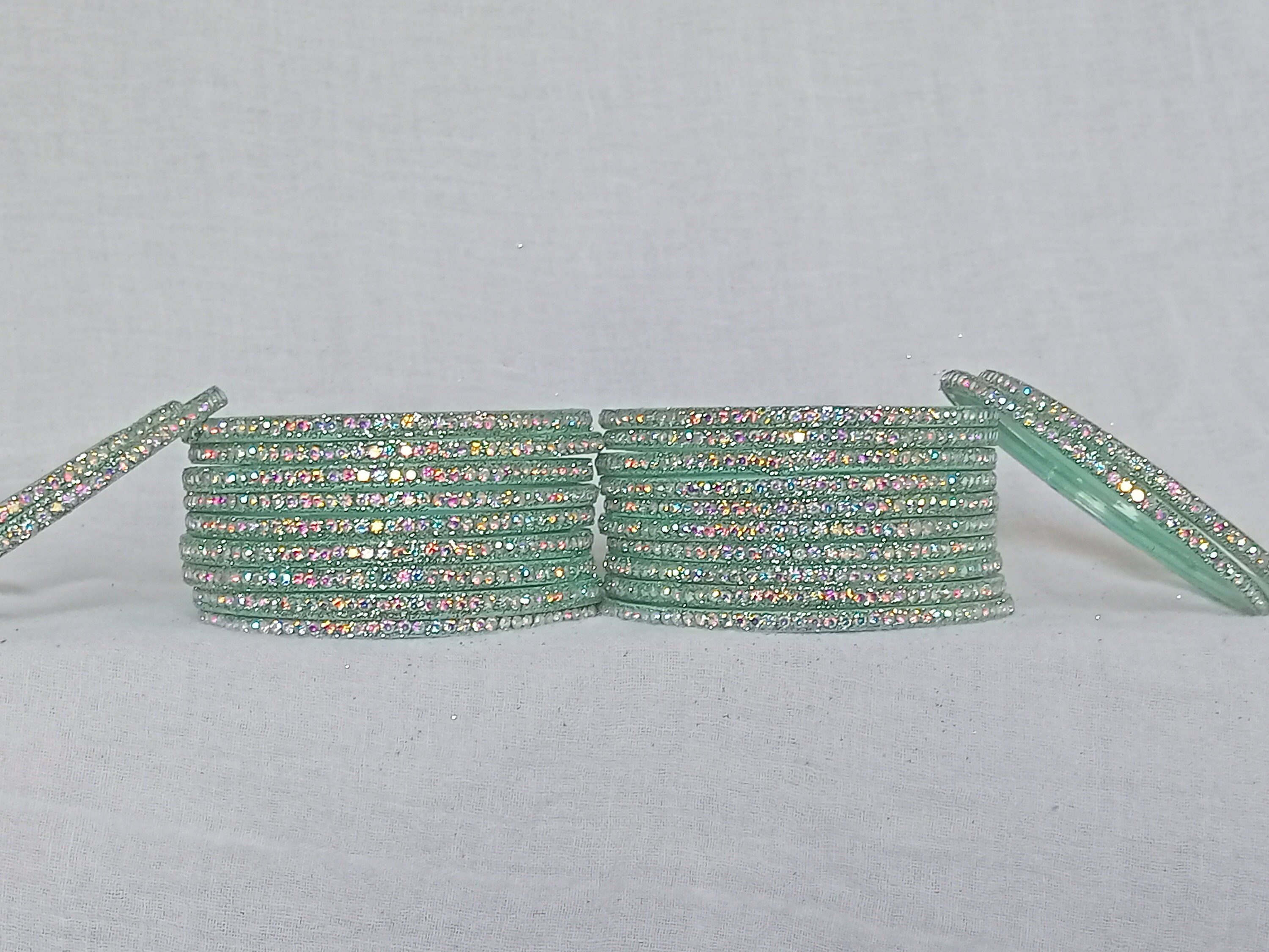12 Glass Bangles C GREEN Color Women Fashion Bangles Accessories Glass ...