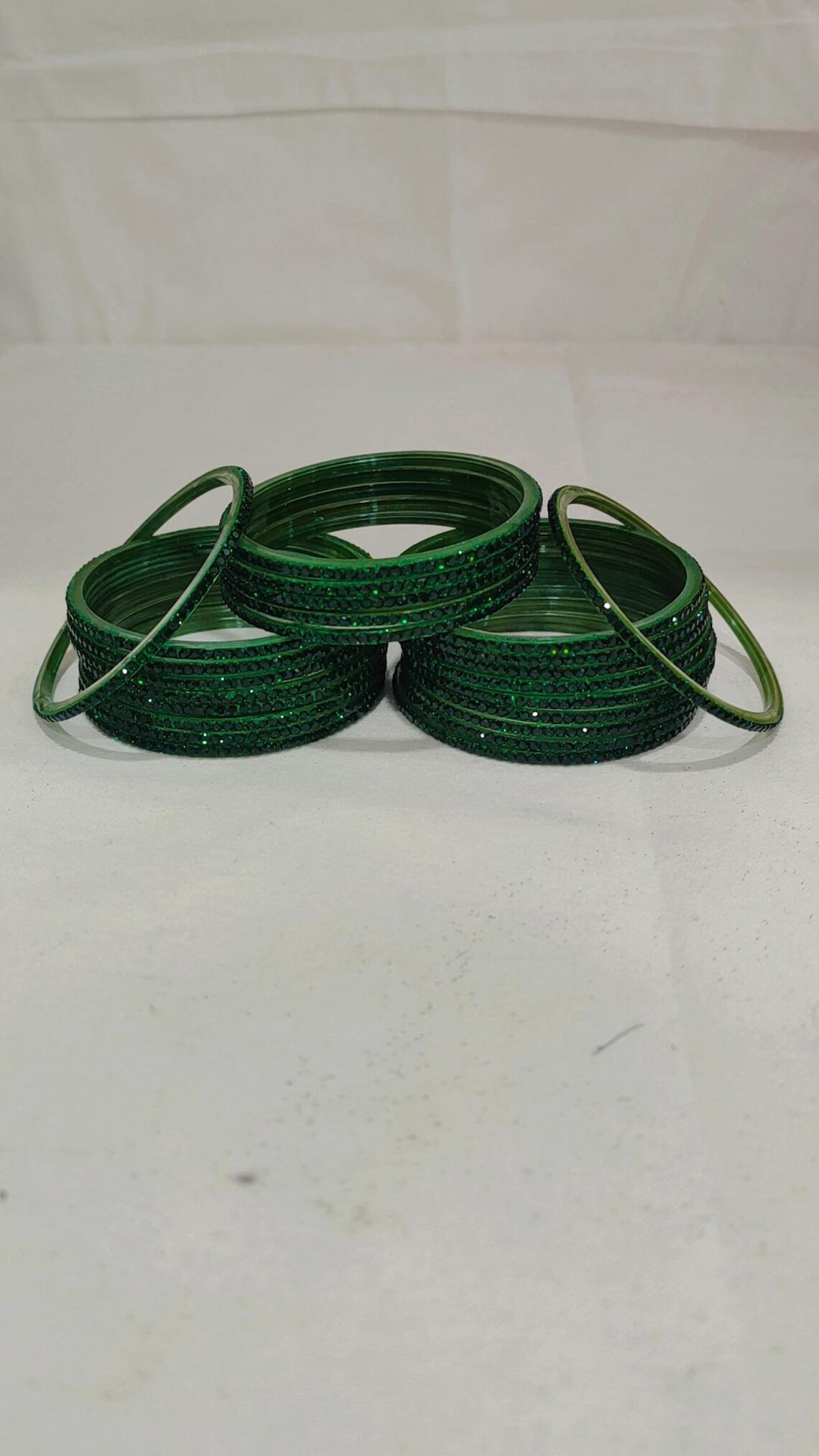 12 Glass Bangles Dark Green Color Women Fashion Bangles Accessories ...