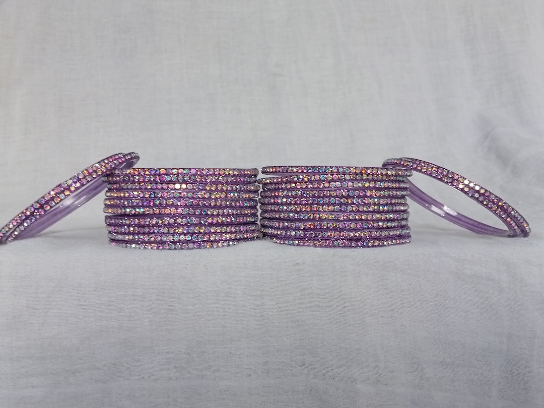 12 Glass Bangles Purple Color Women Fashion Bangles Accessories Glass ...