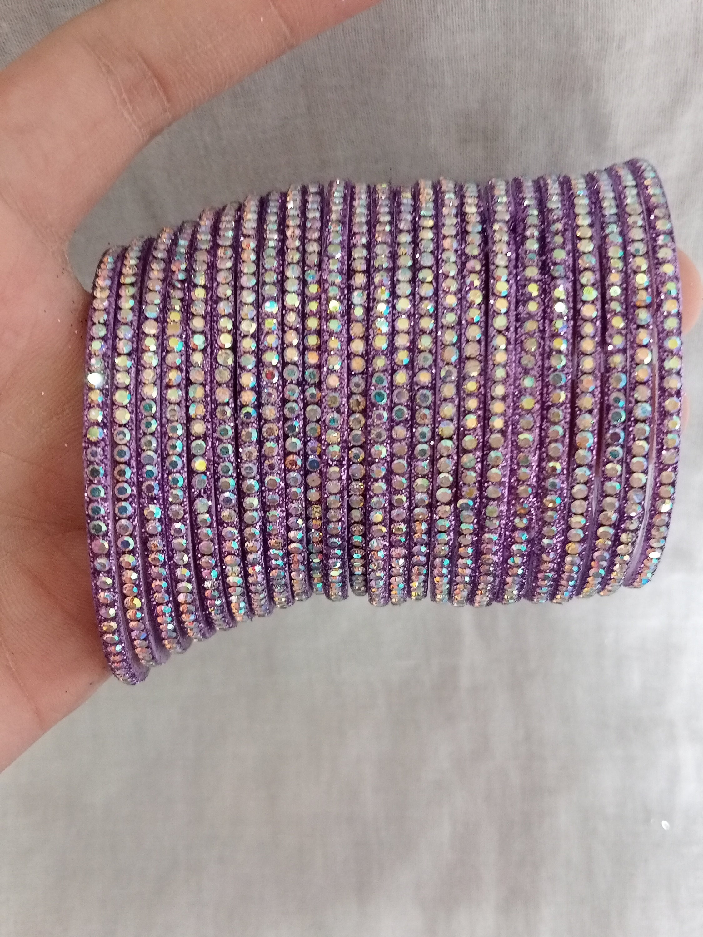 12 Glass Bangles Purple Color Women Fashion Bangles Accessories Glass ...