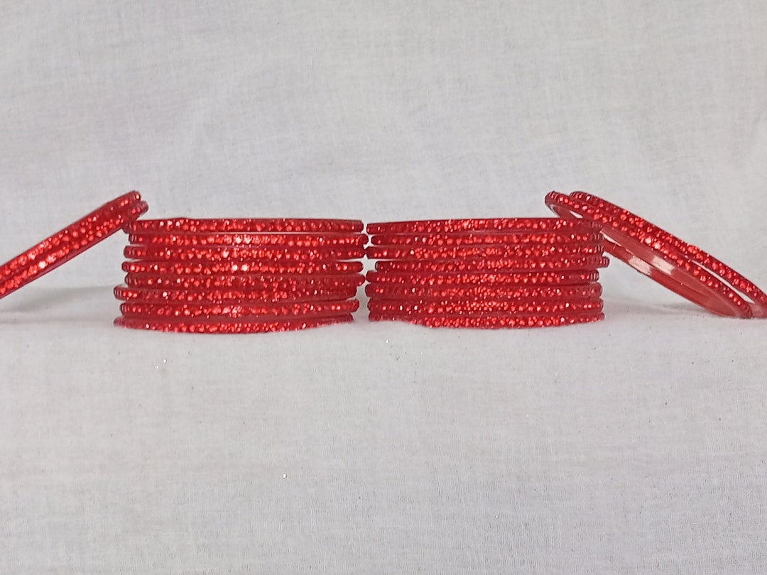 12 Glass Bangles Red Color Women Fashion Bangles Accessories Glass ...
