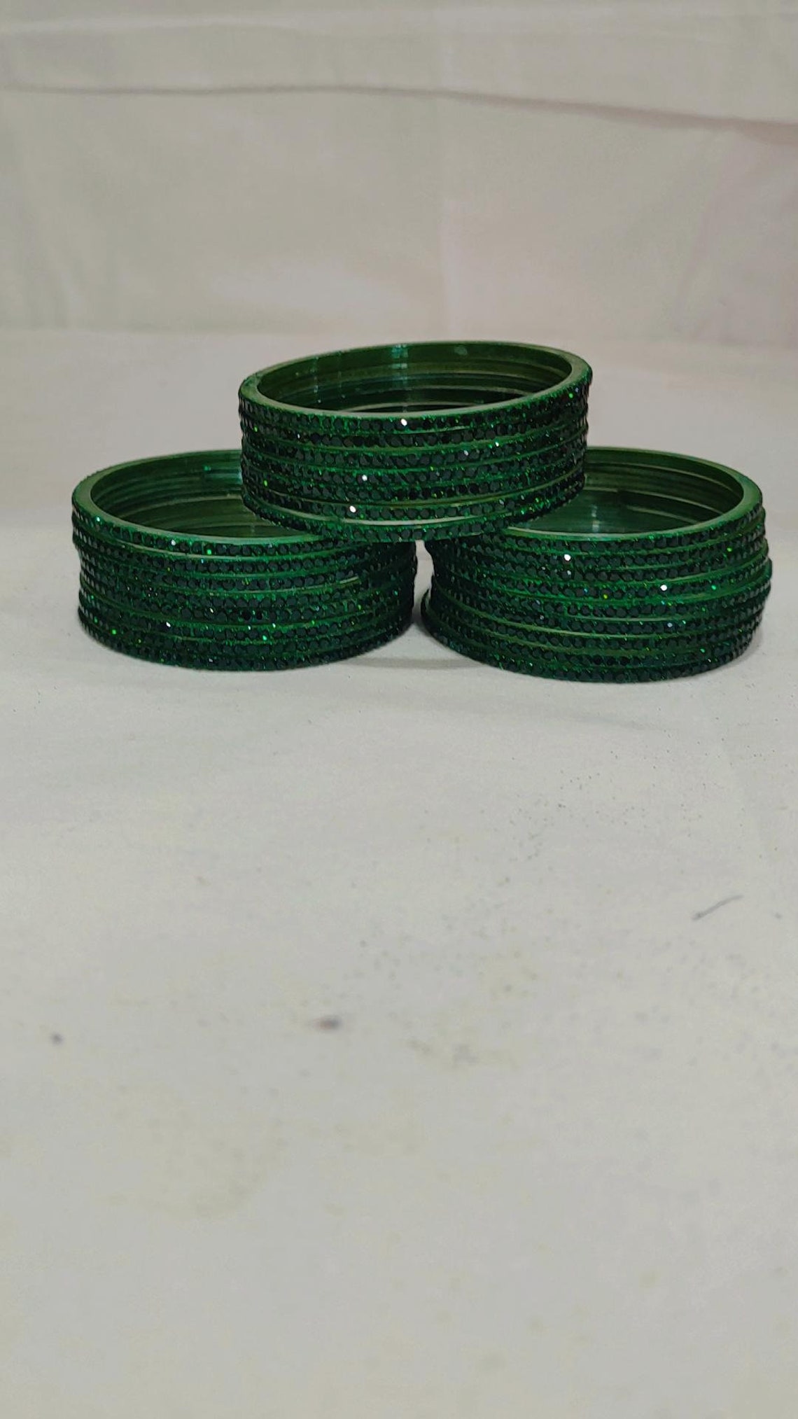 12 Glass Bangles Dark Green Color Women Fashion Bangles Accessories ...